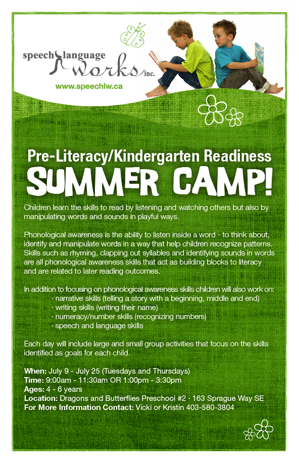Pre-Literacy/Kindergarten Readiness Summer Camp | Speech Language Works